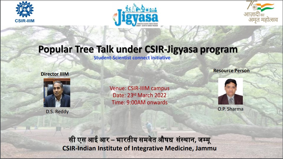Popular Tree Talk under CSIR-Jigyasa Program : Student Scientist ...