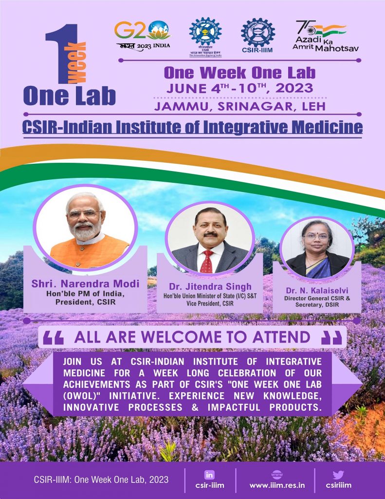 CSIR-IIIM is Organising One Week One Lab (OWOL) from June 4th-10th ...